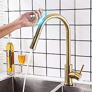 Faucets, Water-Tap Bath Shower Systems Touch Control Kitchen Faucet Stainless Steel Smart Sensor Kitchen Mixer Touch Faucet for Kitchen Pull Out Sink Taps