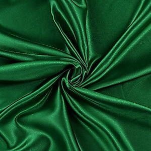 MDS Pack of 5 Yard Charmeuse Bridal Solid Satin Fabric for Wedding Dress Fashion Crafts Costumes Decorations Silky Satin 44”- Green