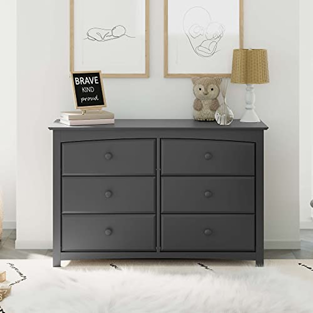 Storkcraft Kenton 6 Drawer Double Dresser (Gray) – Dresser for Kids Bedroom, Nursery Dresser Organizer, Chest of Drawers for Bedroom with 6 Drawers, Universal Design for Children’s Bedroom
