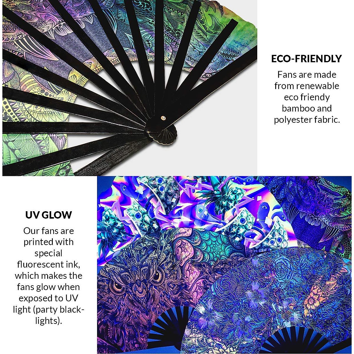 Leopard Print Pattern UV Glow Foldable Hand Fan Leopard Fur Print Patterns Handheld Fan Animal Leopard Print Fan for Animal Print Lovers (Style 8)