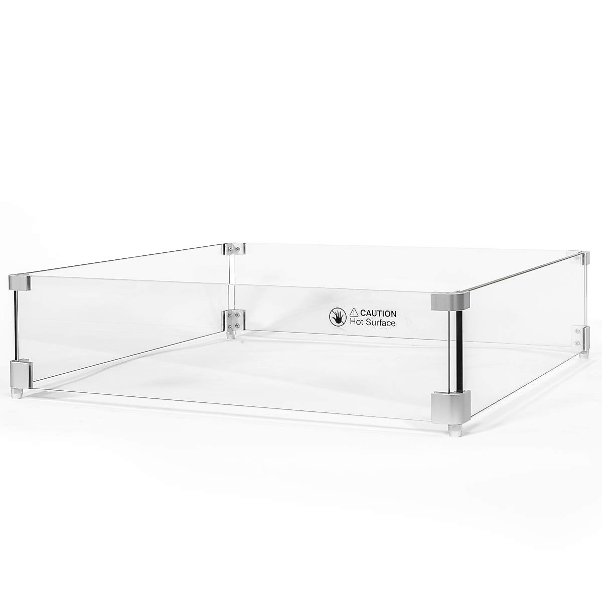 Barton 24" x 24" inch Outdoor Fire Pit Wind Guard Tempered Glass 8mm Thickness Square Wind Guard Fence Fire-Resistant Wind Screens