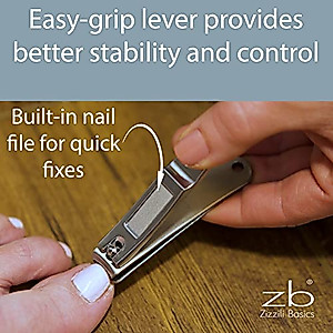 Zizzili Basics 3 Piece Nail Clipper Set and Sherbet Ombré Slant Tweezers for Eyebrow and Facial Hair Removal - Fingernail & Toenail Clippers with Nail File and Pink Travel Case - Bundle