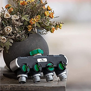 Garden Hose Splitter, Heavy Duty, Water Hose Manifold, 4 Way Hose Connector, Spigot Splitter, Faucet Divider Outdoor - Classic