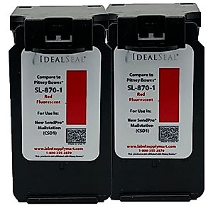 IDEALSEAL Replacement Postage Ink for SL-870-1 Red Ink Cartridge for New SendPro Mailstation (CSD1) (2 Pack)