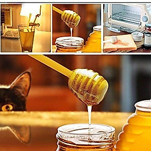 Besokuse Wood Honey Dipper Sticks Server for Honey Jar Dispense Drizzle Honey, Wedding Party Favors … (set of 30)