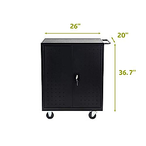 Pearington 32 Device Mobile Charging and Storage Cart & Olympia Tools 85-188 Pack-N-Roll Folding Collapsible Service Cart, Black, 50 Lb. Load Capacity per Shelf