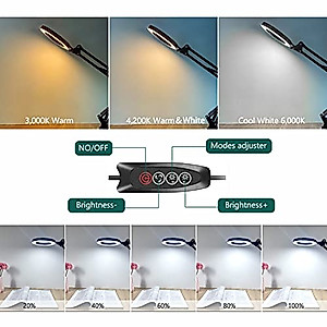 Magnifying Glass with Light and Stand, 10X Magnifying Lamp, 2-in-1 Desk Magnifier with Light, Craft Light Lamp with 3 Color Modes, LED Lighted Magnifier with Light for Close Work Reading Repair Crafts