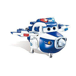 Super Wings - 6'' Deluxe Transforming Supercharged Paul Airplane Toys Action Figure | Plane to Robot | Toy Plane Vehicle Gift for Preschool Kids 3 4 5 Year Old Boys Girls | Light and Sound Effects , Blue