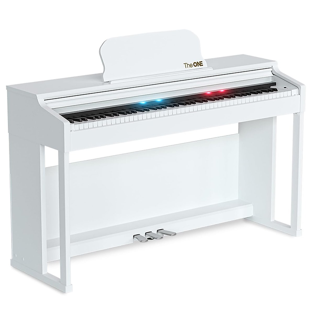 The ONE Digital Piano with Lighted-up Teaching Keys, Piano Keyboard 88 Keys with Hammer Action for Beginner/Professional, Full Size Weighted Keyboard with Piano Stand/3-Pedal Unit/APP, White