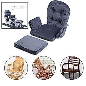 Ejoyous Rocking Chair Cushion Set, Soft Velvet Cotton Chair Cushion and Stool Cushion Pad Set with Storage Pocket for Home Living Room Bedroom Office