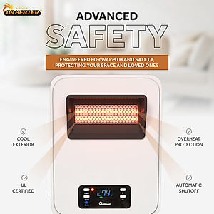 Dr. Infrared Heater Ecoheat Wall Hung or Wall Mounted Electric Space Heater, Dual System with Infrared and Fan Forced, Remote Control, 1500W, White