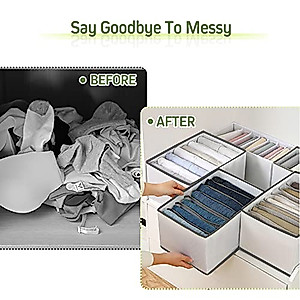 TouYinger Clothes Drawer Organizer, Closet Storage Organizers, Build-in PP Board 7 Grids Clothes Storage Organizers for Leggings, T-shirts, Sock, Ties, Scarves(2 Packs)