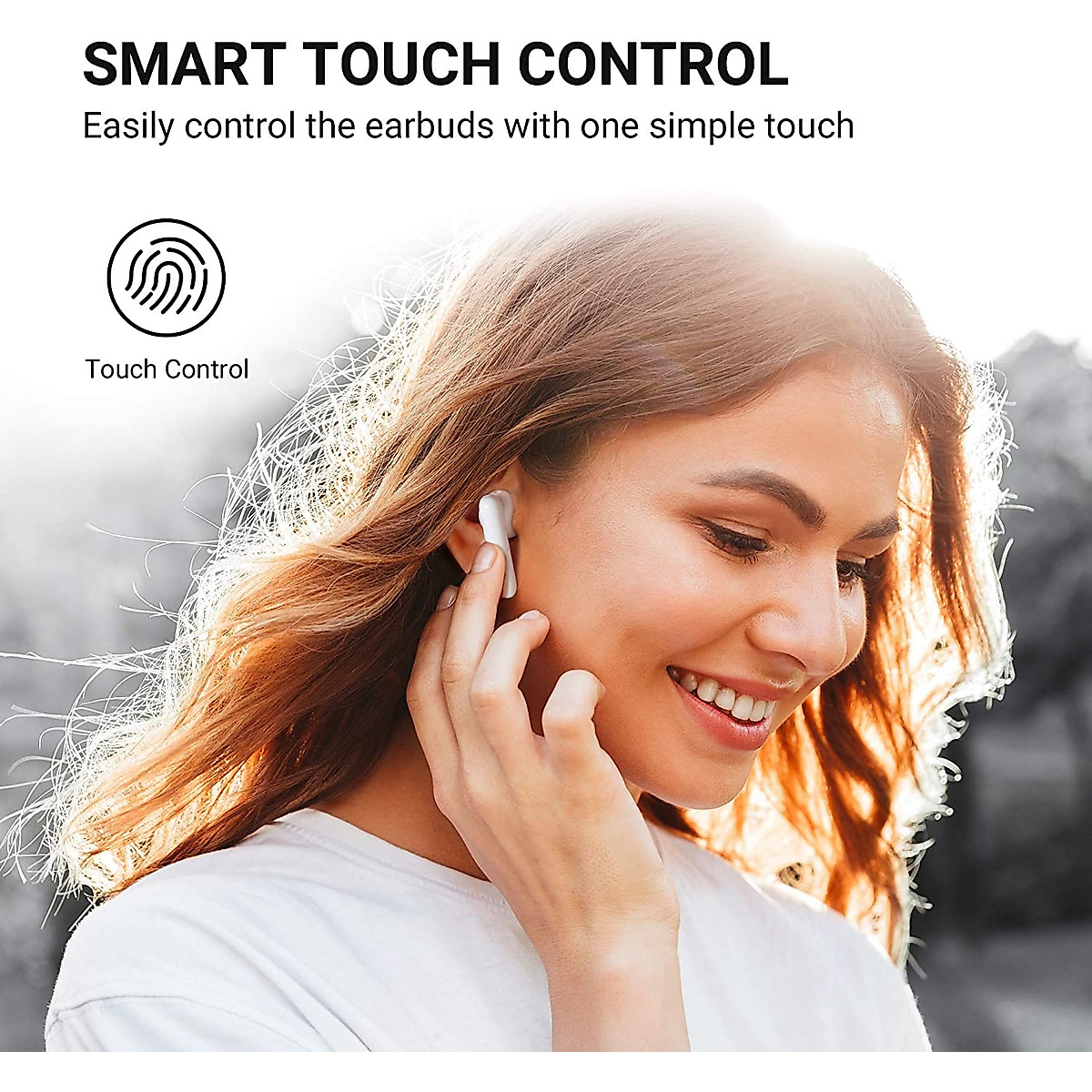 TCL S150 True Wireless Earbuds, Deep Bass with 13mm Drivers, Bluetooth 5.0 Headphones, Type C Charging Case, Noise Isolation, Waterproof Touch Control Wireless Earphones with Mic for Work, White