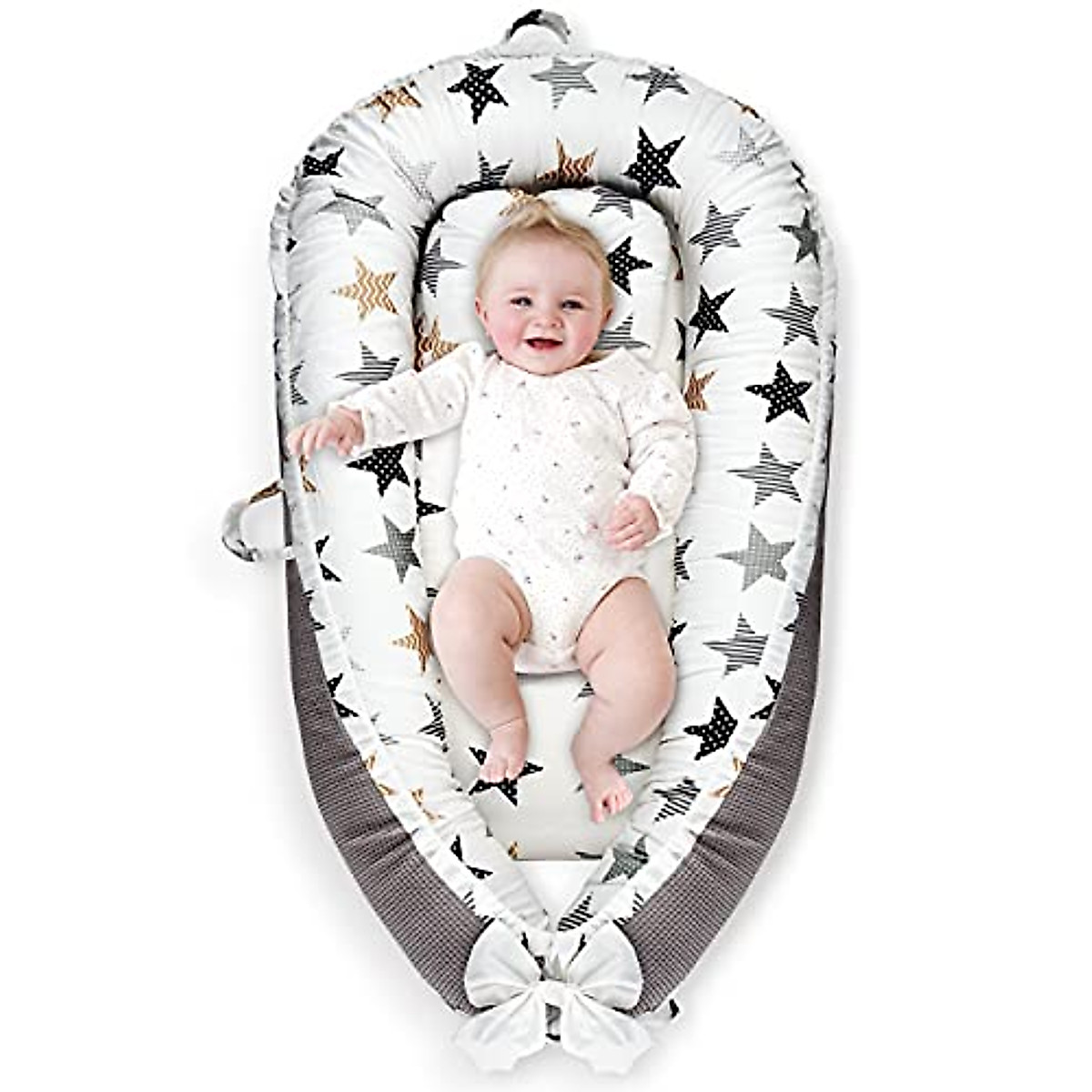 Mestron Baby Nest for 0-12 Months,Baby Lounger Baby Snuggle Infant Bassinet Mattress Insert Soft & Breathable Cotton Portable Infant Floor Seat Co-Sleeping (Star)