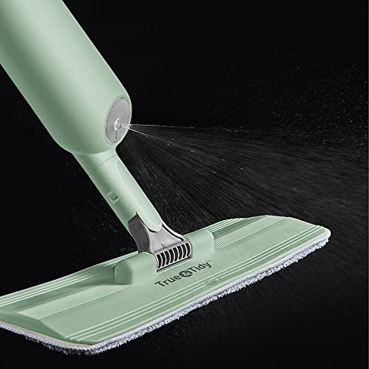 True & Tidy SPRAY-250A Multi-Surface Spray Mop with Refillable Water Bottle, Use Any Cleaning Solution Easy to Fill and Refill with Machine Washable Mop Pad (Mint)