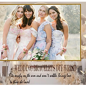 WarmValley 12Pcs Corsage Wristlet Wrist Corsage Bracelets, Wedding DIY Corsage Wristlet Band, Faux Leather 8.9 x 1in Sequin Corsage Kit, Accessories for Bridesmaid Bridal Shower Party Prom