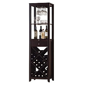 Acme Casey 1-Drawer Wine Cabinet with Glass Rack in Espresso