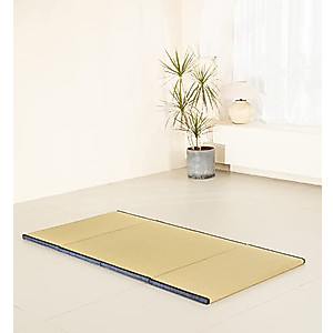 MustMat Tatami Mat Twin XL Japanese Tatami Floor Mattress Rush Grass Tatami Bed with Storage Bag 39 x80 x1.4 in (Blue)