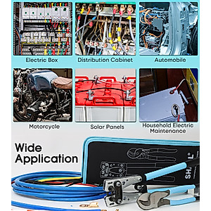 SHALL Battery Cable Wire Lug Crimping Tool Kit for US Copper Lugs AWG 8-1/0, Wire Crimping Tool for Electrical Lug Crimper with Cable Cutter, Heavy Duty Battery Terminal Crimper with Storage Bag