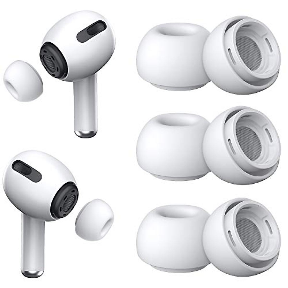 [3 Pairs] Replacement Ear Tips for Airpods Pro and Airpods Pro 2nd Generation with Noise Reduction Hole,Silicone Ear Tips for Airpods Pro with Portable Storage Box and Fit in The Charging Case(Medium)