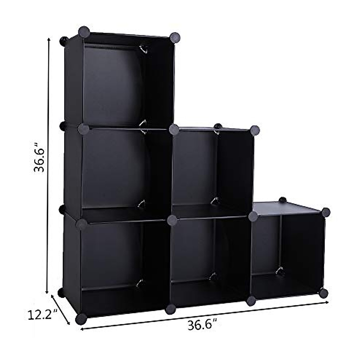 Cube Storage Organizer, Storage Cubes Shelves Bookshelf, 6 Cube Closet Organizers and Storage, DIY Stackable Plastic Clothes Organizer Shelving for Bedroom, Home Office, Black (Black)