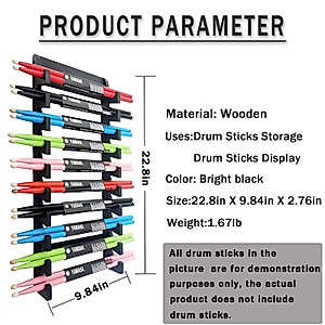 FEIQIAN Drum Stick Stand Drumsticks Holder Display Stand Drumstick Accessories Favorites Drum Room Decoration Gift for Drummer (Bright Black)