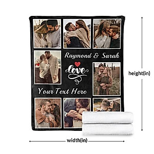 Sycamo Custom Blanket with Photos, Gifts for Girlfriend Gifts for Boyfriend, for Couples Family, Personalized Throw Blanket for Christmas Birthday Valentine's Day Anniversary