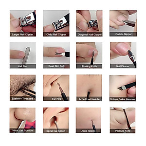 Sharp Nail Scissors and Nail Clippers Set High Precisio Stainless Steel Nail Cutter Pedicure Kit Nail File Manicure Pedicure Kit Fingernails & Toenails with stylish case (Light brown_18in1)