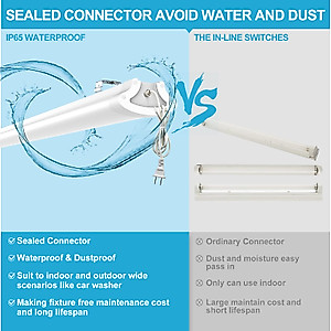 8ft Flush Mount 100w 3CCT(3000-4000-5000k) Selectable LED Vapor Shop Celling Light with 5ft Plug and Play for Special Wet Location and Celling Fixture Industry and Commercial Illumination (2 Pack)