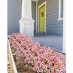 Omldggr 12 Pieces Artificial Violet Flowers Artificial Flowers Faux Violet Flowers Faux Plastic Plant Shrubs Greenery for Indoor Outside Garden Patio Porch Window Box Home Wedding Decoration(Pink)