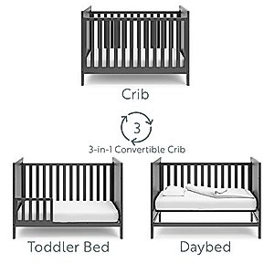 Storkcraft Nestling 3-in-1 Convertible Crib (Gray) - Easily Converts to Toddler Bed and Daybed, Planked End Panels for Transitional Style