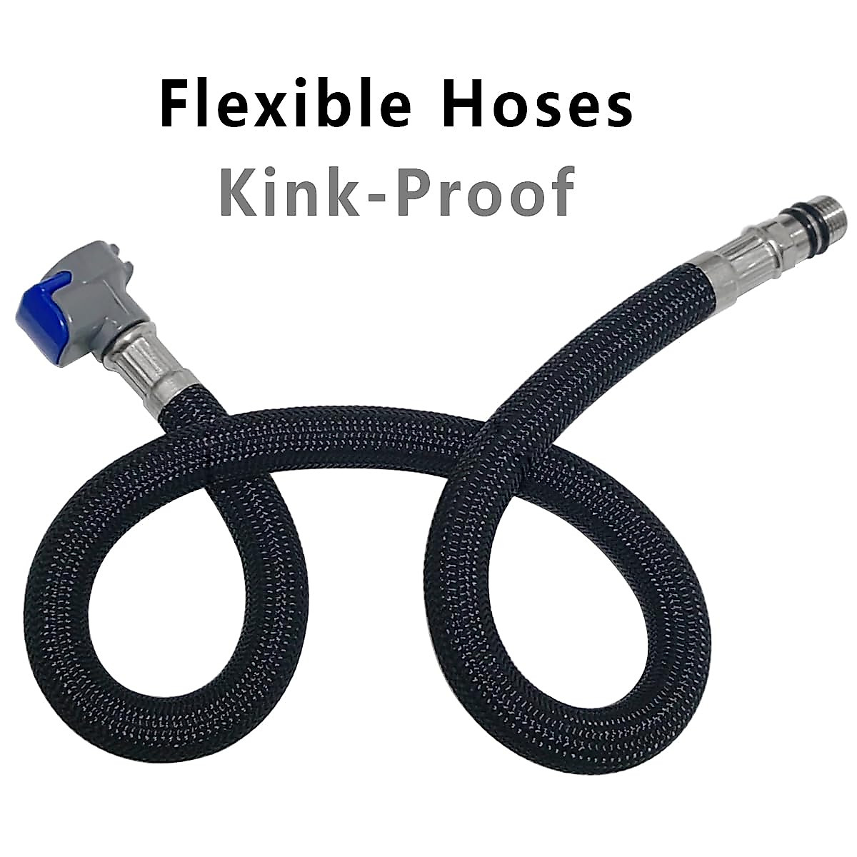 2 Pieces Quick Connect Water Supply Hose, 20-inch Widespread Bathroom Faucet Replacement Fast Lock Pipe Lines