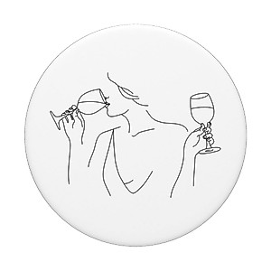 Double Fisting Black And White Funny Wine Lover Line Art PopSockets Swappable PopGrip