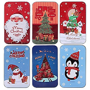 MASSTAR Gift Card Holder Small Gift Tin Boxes for Christmas Geeting FOR Cards,Money,Keys.Gift Card Box with Kraft Paper Hoop Good For Christmas Stocking Stuffers.6 pack set（4.33 ×2.6 * 0.6 in.
