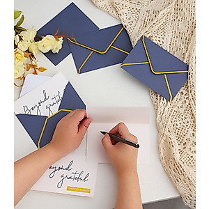 Navy Beyond Grateful Thank You Cards with Envelopes - 36 PK - Navy Thank You Notes with Gold Foil Letterpress 4x6 Inches Blank Note Cards for Business Graduation Wedding Baby Shower Funeral Sympathy