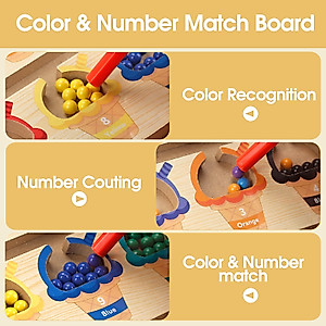 TOGORE Magnetic Color and Number Maze,Montessori Fine Motor Toys for Boys Girls 3 4 5 Years Old,Wooden Counting Matching Magnet Puzzles Board Games for Toddler