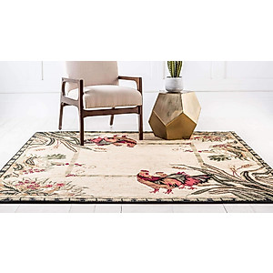 Unique Loom Barnyard Collection Area Rug - Farm (4' 1" Square, Cream/ Black)