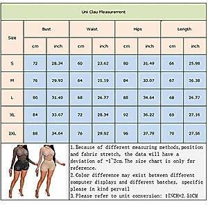 Uni Clau Women Sexy Sequin Diamond See Through Bodycon Jumpsuit Long Sleeve Mesh Sheer Skinny Short Pants Romper Jumpsuit Black L