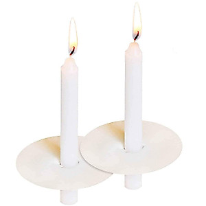 200 Church Candles with Drip Protectors for Devotional Candlelight Vigil Service, Box of 200 Candles, Unscented White 5" H X 1/2" D, No Smoke