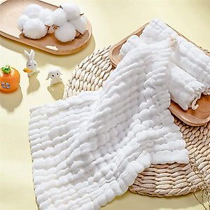 Baby Muslin Washcloths- Natural Muslin Cotton Baby Wipes - Soft Newborn Baby Face Towel for Sensitive Skin- Baby Registry as Shower, 10 Pack 12x12 inches by MUKIN (White)