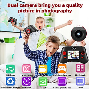 DEPAADER Kids Camera -Digital Selfie Cameras for Boys Birthday 1080 P 2.4 Inch Kid Video Recorder for Age 3 4 5 6 7 8 9 10 Year Old Toddler Gift with 32 GB SD Card