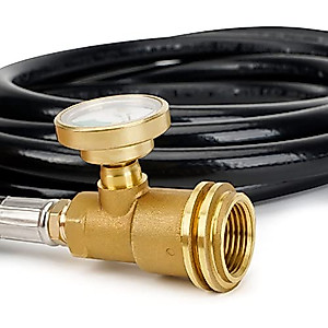 Stanbroil 12 FT Propane Extension Hose with Gauge - Leak Detector Replacement for Propane Appliances,Standard P.O.L.