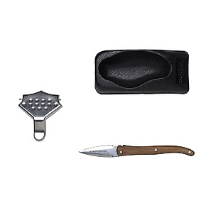 Oyster Knife & Shucker Tool Set in Pinewood Gift Box by California Oyster Co – French Designed Lemon Squeeze, Non-Slip Oyster Holder, and Beechwood Oyster Shucking Knife