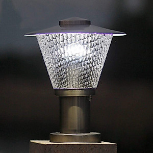 MODEBHD Rainproof Villa Pillar Light Ball Acrylic Shade Post Light Landscape Street Lawn Lights Fixture E27 Exterior Stainless Steel Column Lamp Outdoor IP55 Waterproof Garden Lawn Lantern