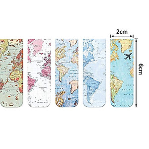 10 Pieces Magnetic Bookmarks Magnet Page Markers Assorted Book Markers Set for Students Reading (Map Syle, 2.3 x 0.8 Inch)