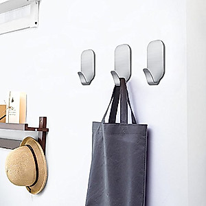 FOTYRIG Strong Adhesive Hooks Hat Hooks Hanger for Wall, Waterproof Stainless Steel Wall Hangers Sticky Hooks for Hanging Bathroom Kitchen Stick on Wall Hooks-16 Packs