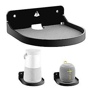 TXEsign 5.3 inches Speaker Shelf Mount Small Floating Shelf Small Shelf Stand for Bluetooth Speaker, Webcam, Action Figures Acrylic Speaker Mount (Black)