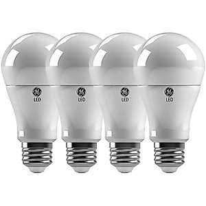 GE A19 LED Light Bulbs Frosted, 40 Watt Equivalent, E26 Base, Warm White, Lights for Bedroom, Kitchen, Bathroom and Home Office, 4 Pack, 69118