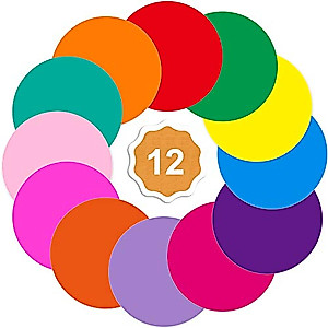 Konsait 12 Pieces Dry Erase Circles, Dry Erase Table Spots Removable Vinyl Dots Stickers Colorful Wall Decal White Board Marker Classroom Table Spots for Home Office School Decorations(11.8 Inch)