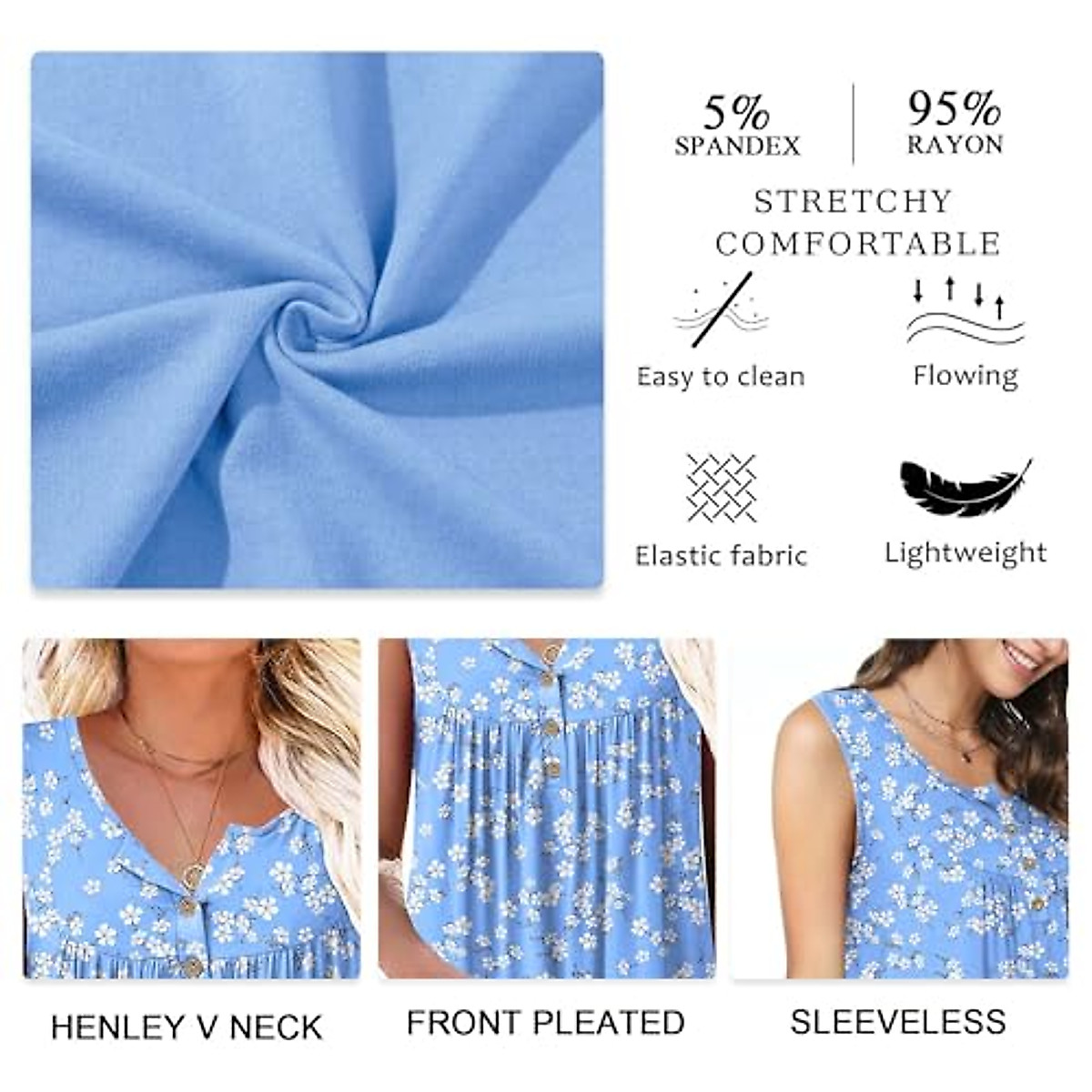 Aodemo Womens 2025 Summer Tank Tops Sleeveless Shirts Henley Tunic Ladies Flowy Casual Blouse for Leggings XL, Polka Dot Black